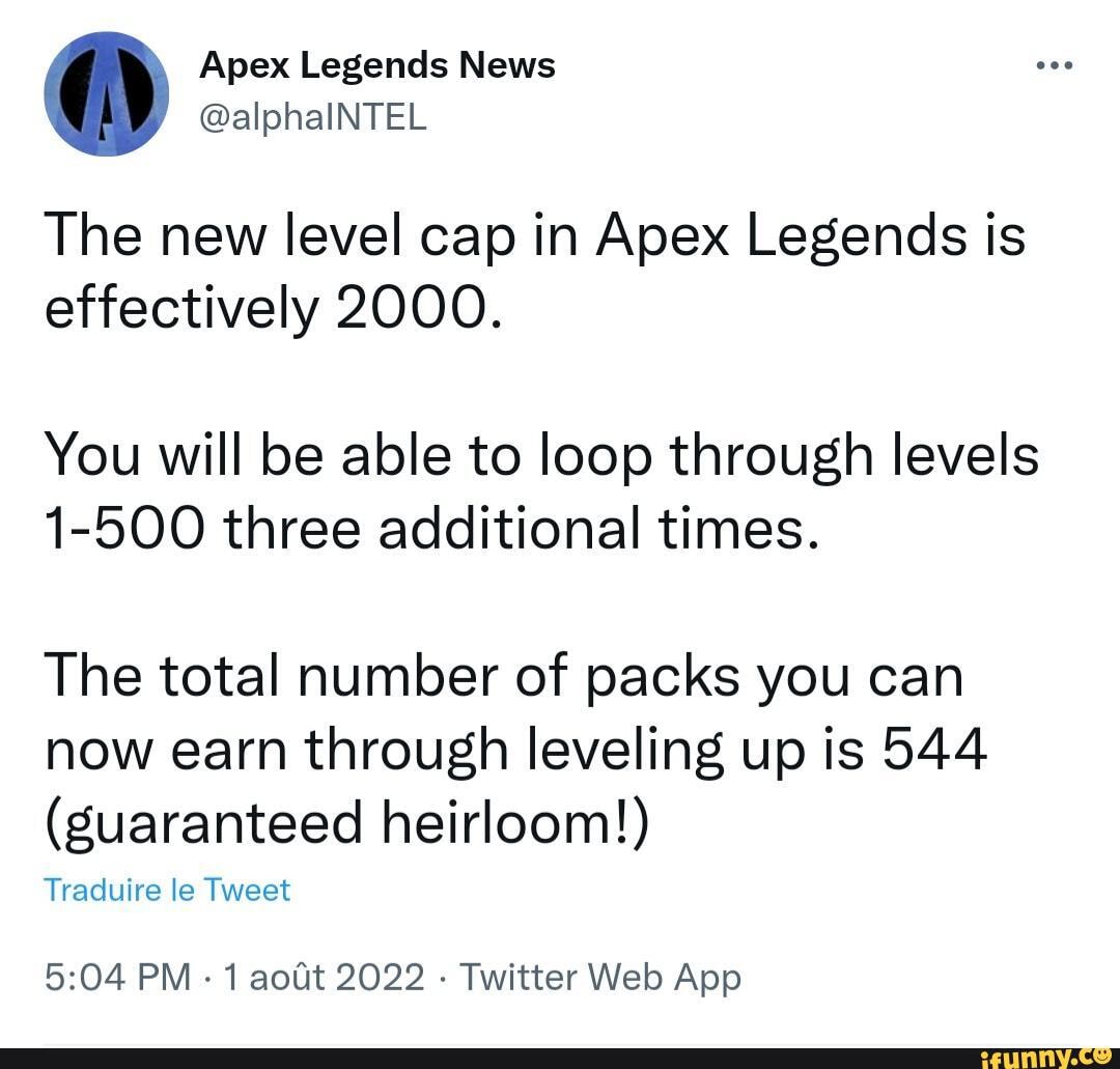 Apex Legends News @alphalNTEL The new level cap in Apex Legends is ...