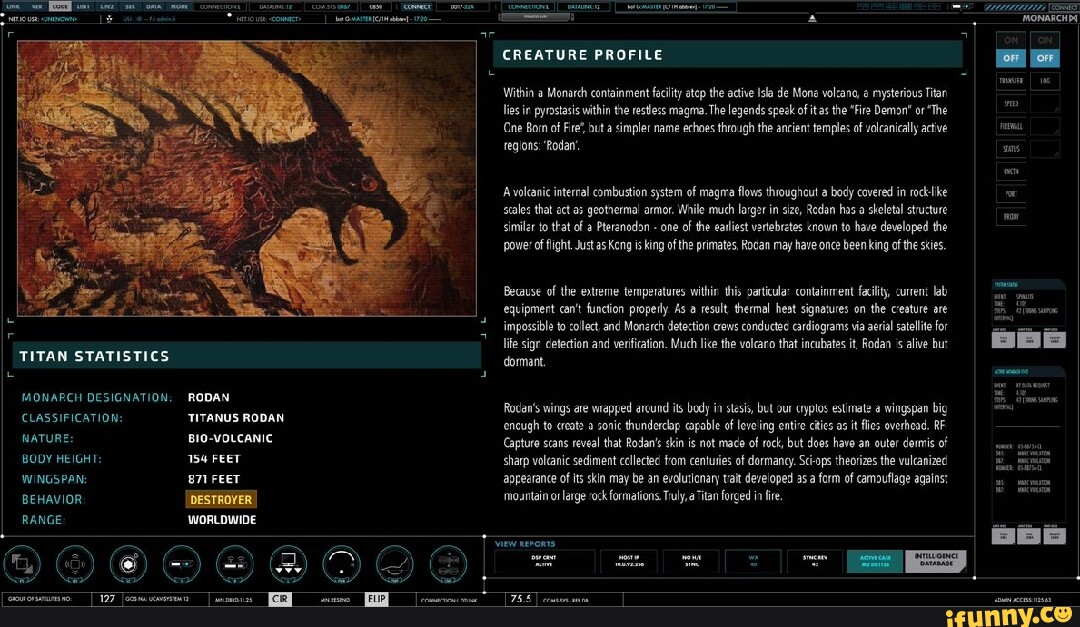 TITAN STATISTICS MONARCH DESIGNATION. RODAN CLASSIFICATION: TITANUS ...