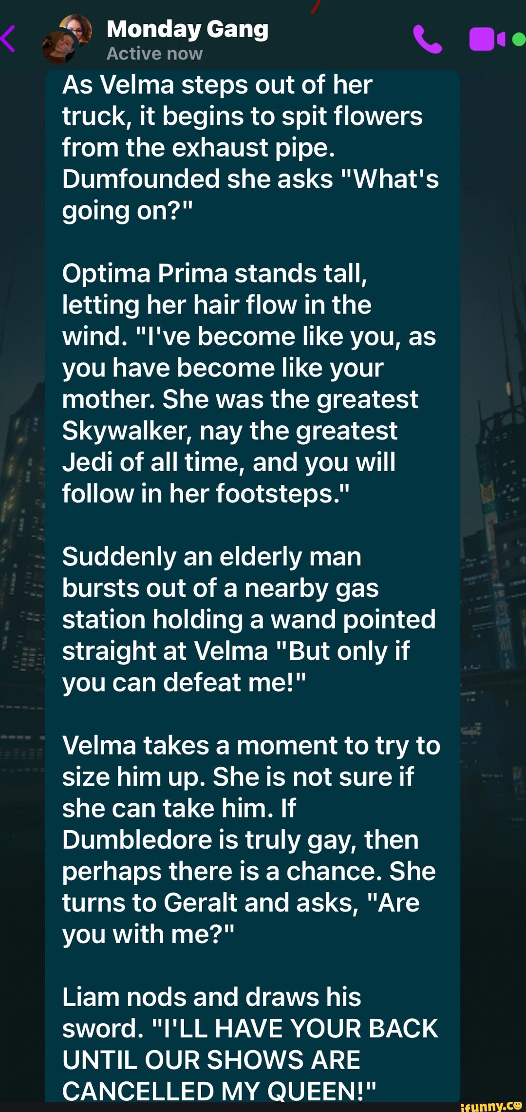 Monday Gang Active now As Velma steps out of her truck, it begins to ...