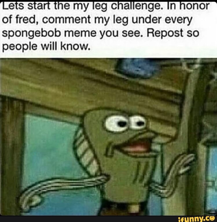 Y leg of fred, comment my leg under every spongebob meme you see ...