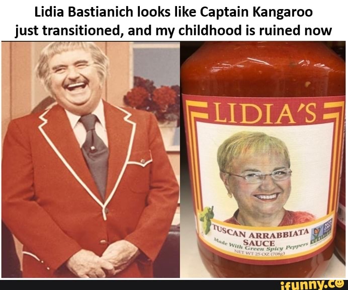 Lidia Bastianich looks like Captain Kangaroo just transitioned, and my ...