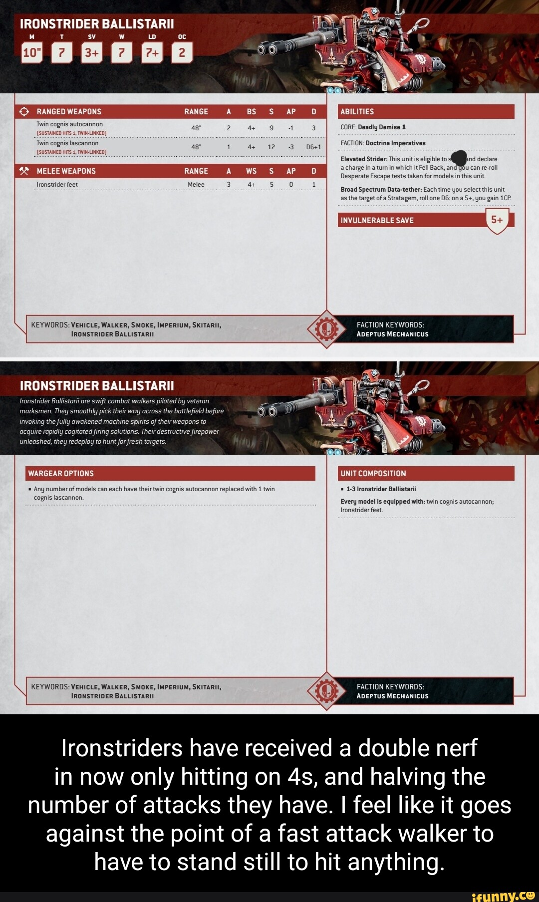 IRONSTRIDER BALLISTARII oc RANGED WEAPONS aP ABILITIES lronstrider feet ...