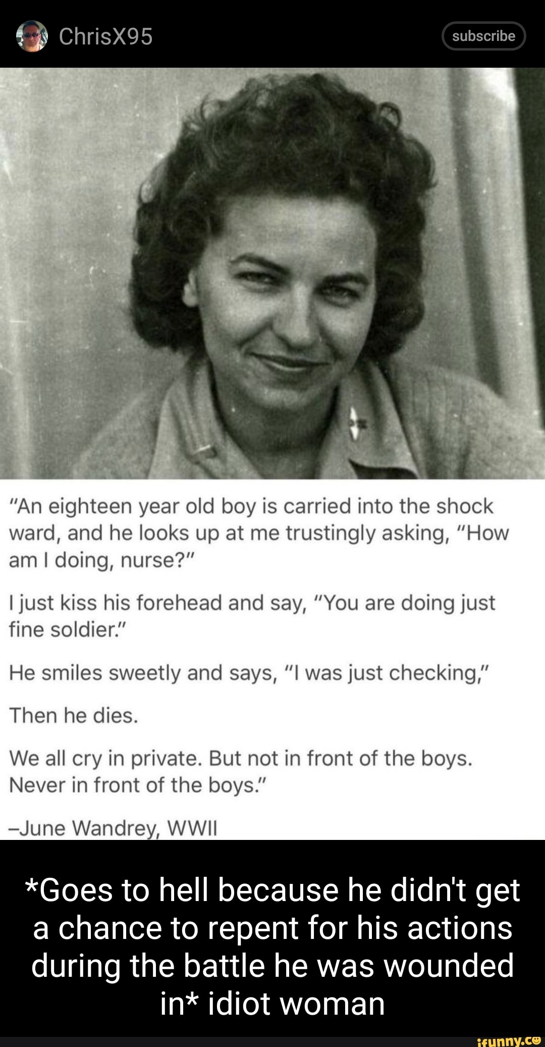 ChrisX95 subscribe "An eighteen year old boy is carried into the shock ...