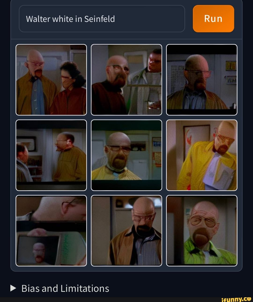 Walter white in Seinfeld Run Bias and Limitations - iFunny