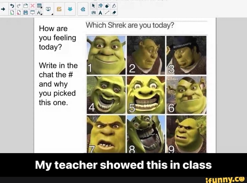 How are Which Shrek are you today? you feeling today? Write in the chat ...