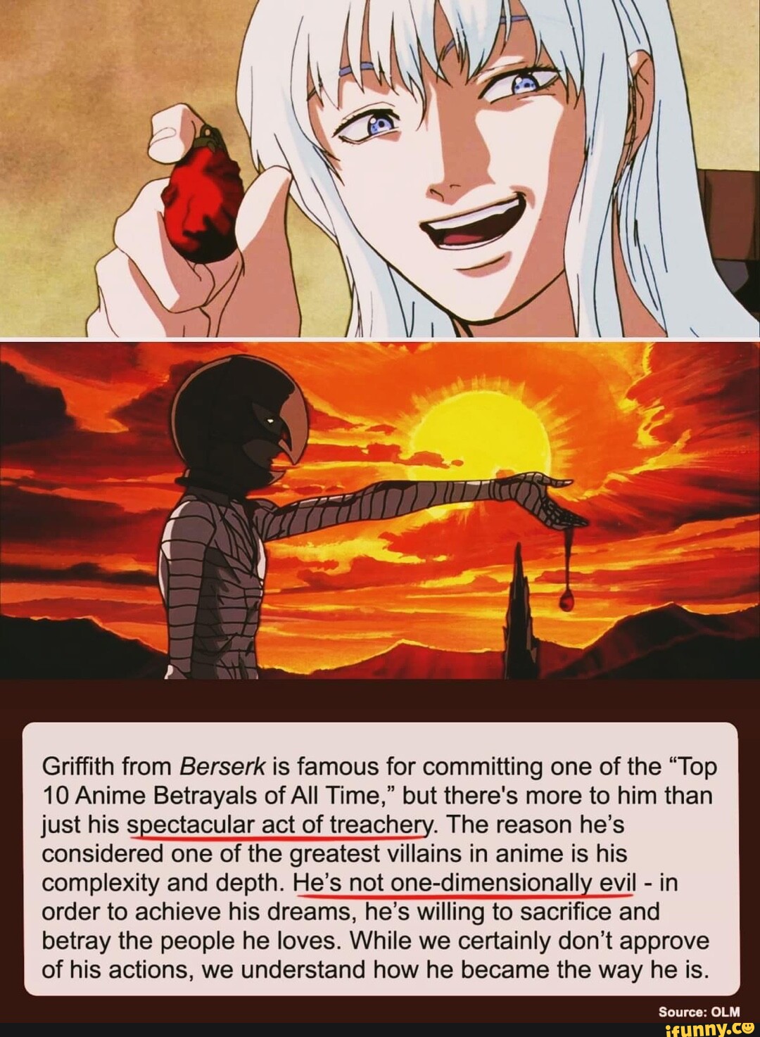 Pe Griffith from Berserk is famous for committing one of the "Top 10 ...