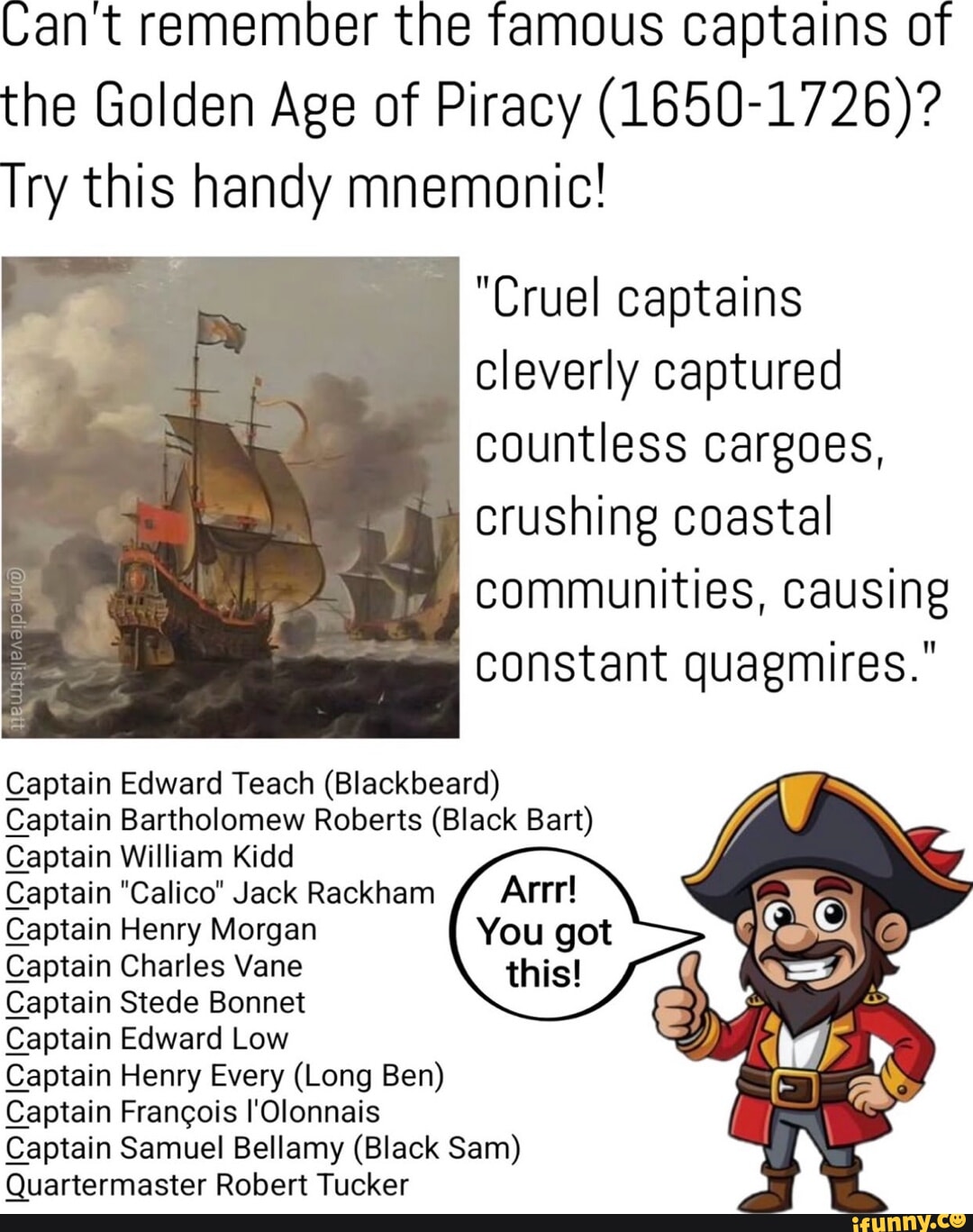 Cant remember the famous captains of the Golden Age of Piracy (1650 ...