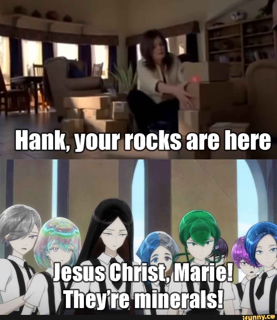 Hank, your rocks are here Jesus Chtist, Marie! They're minerals! - iFunny