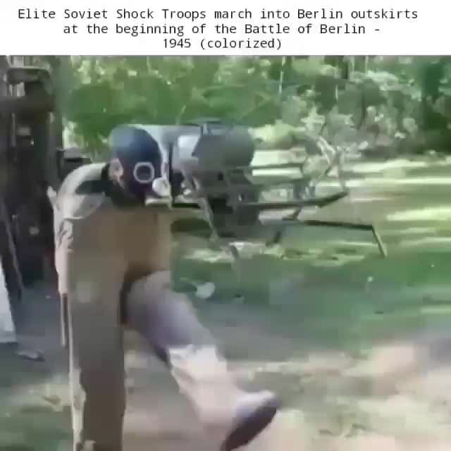 Elite Soviet Shock Troops march into Berlin outskirts at the beginning ...