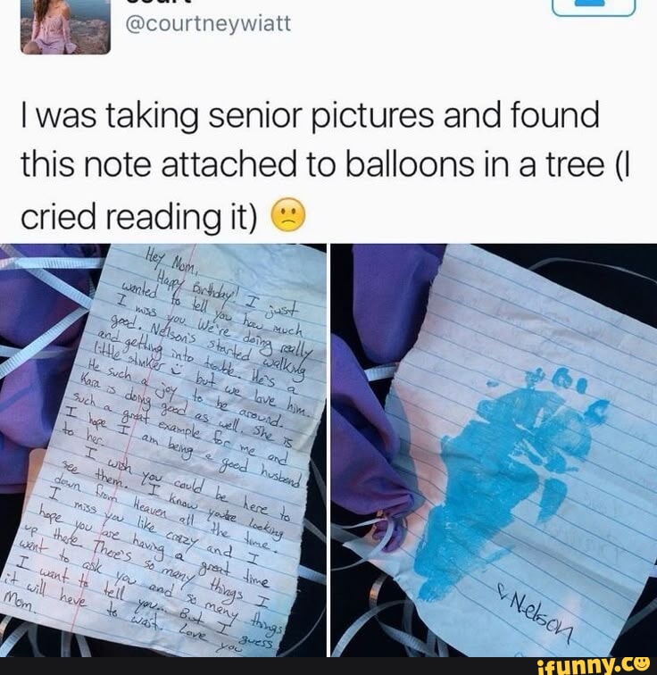 I was taking senior pictures and found this note attached to balloons ...