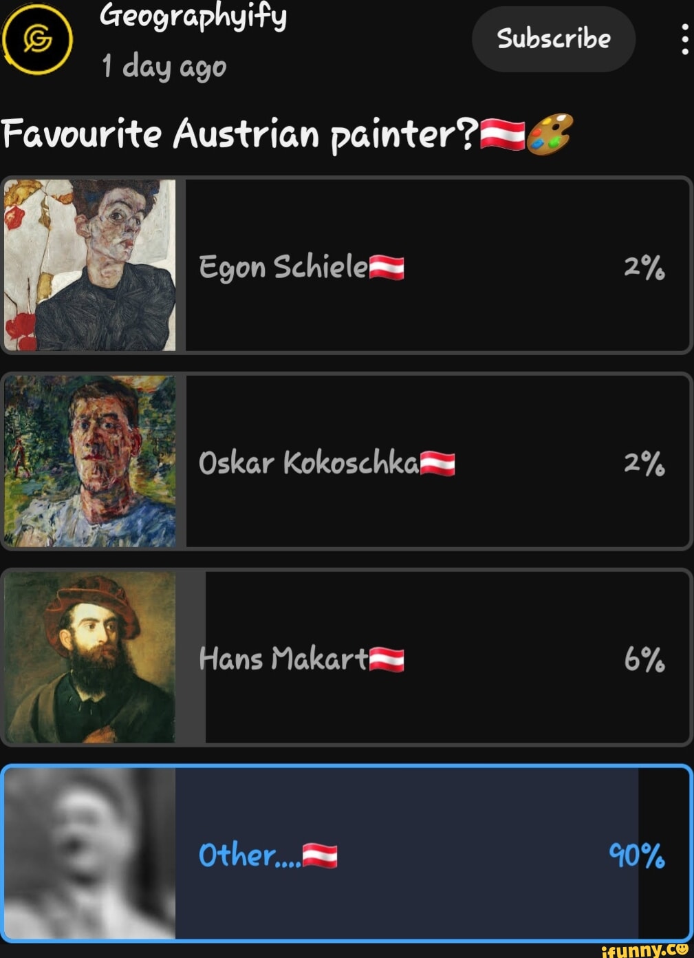 (6) Geographyity Subscribe 1 day ago Favourite Austrian painter? Egon ...