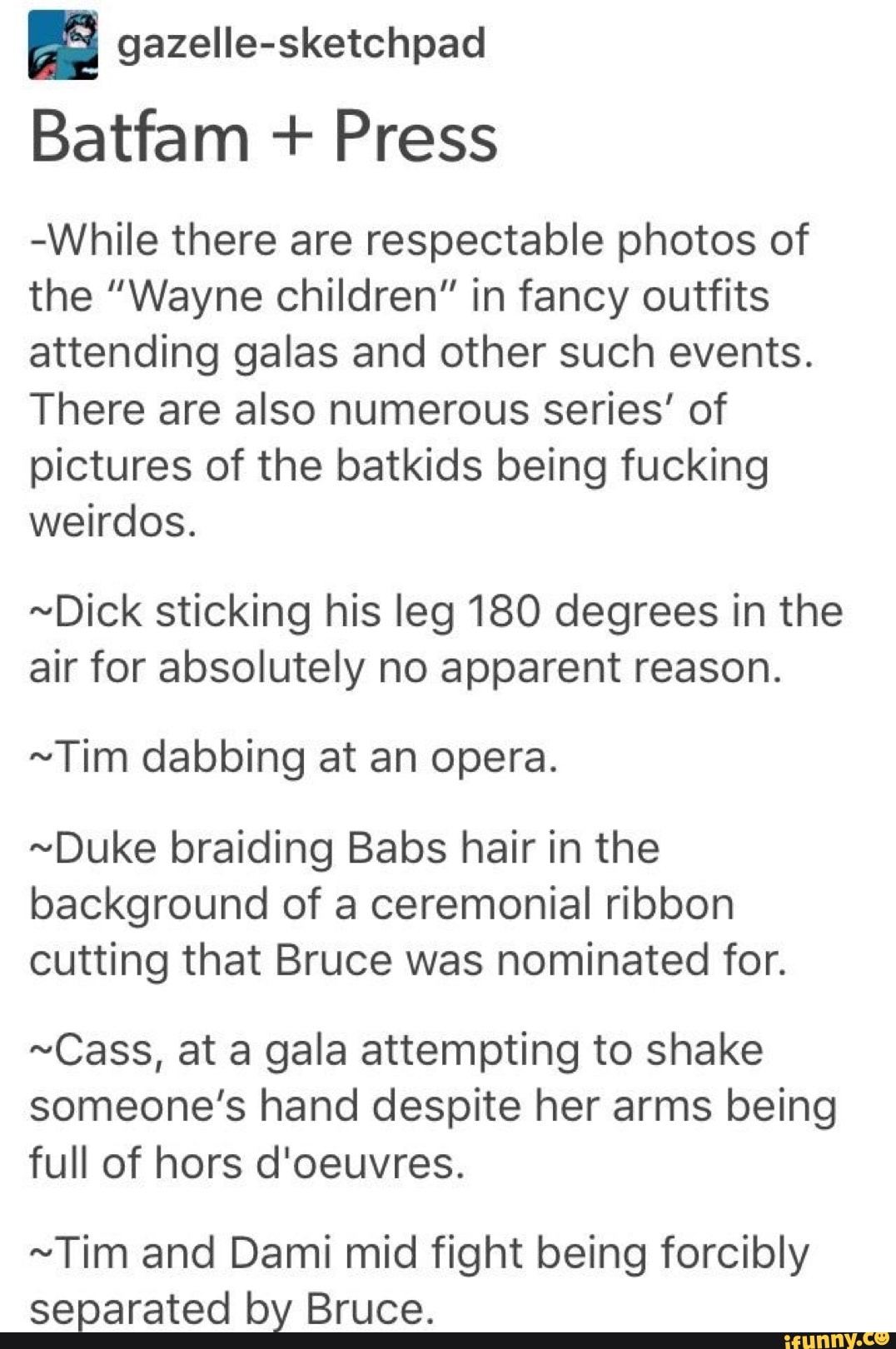 Gazelle-sketchpad Batfam Press -While there are respectable photos of ...