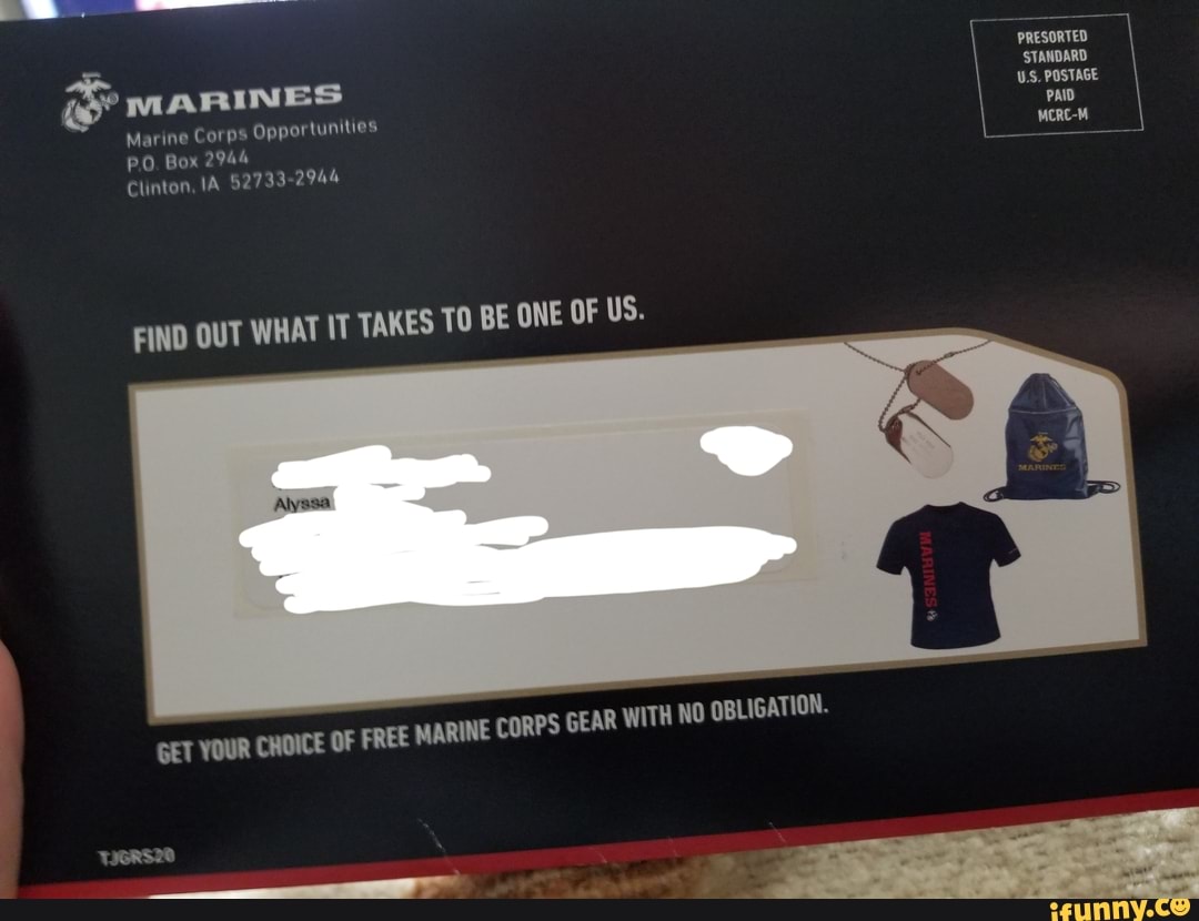 MARINES unities Marine Corps Opportu PO Box 2944 Clinton. IA 52733-2944 ...