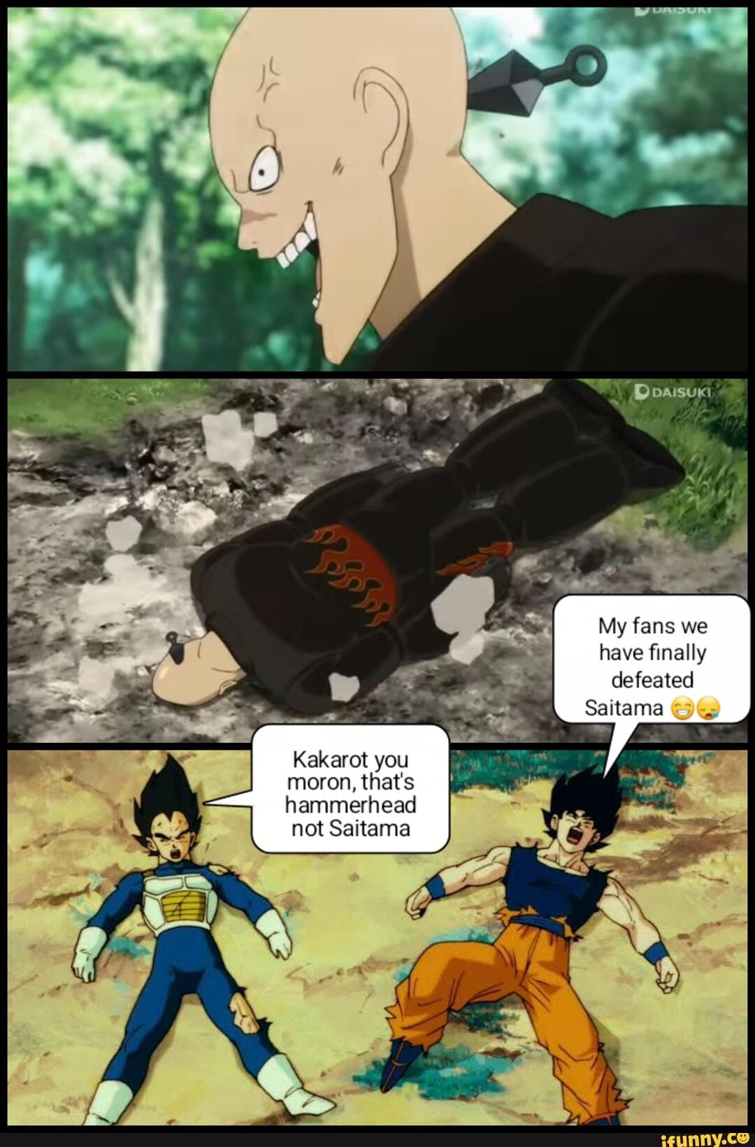 My fans we have finally defeated Kakarot you moron, that's hammerhead ...