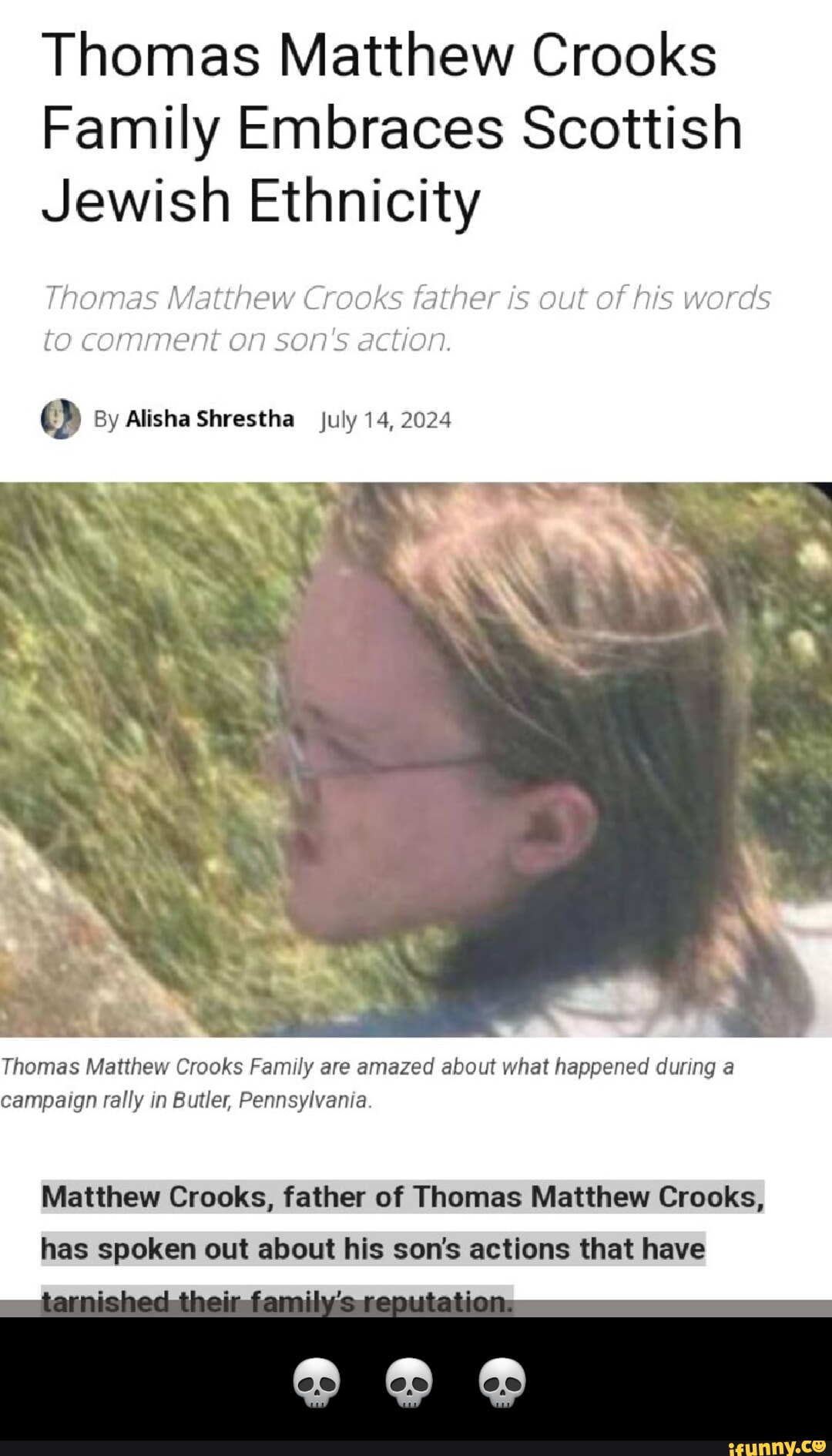 Thomas Matthew Crooks Family Embraces Scottish Jewish Ethnicity Thomas ...