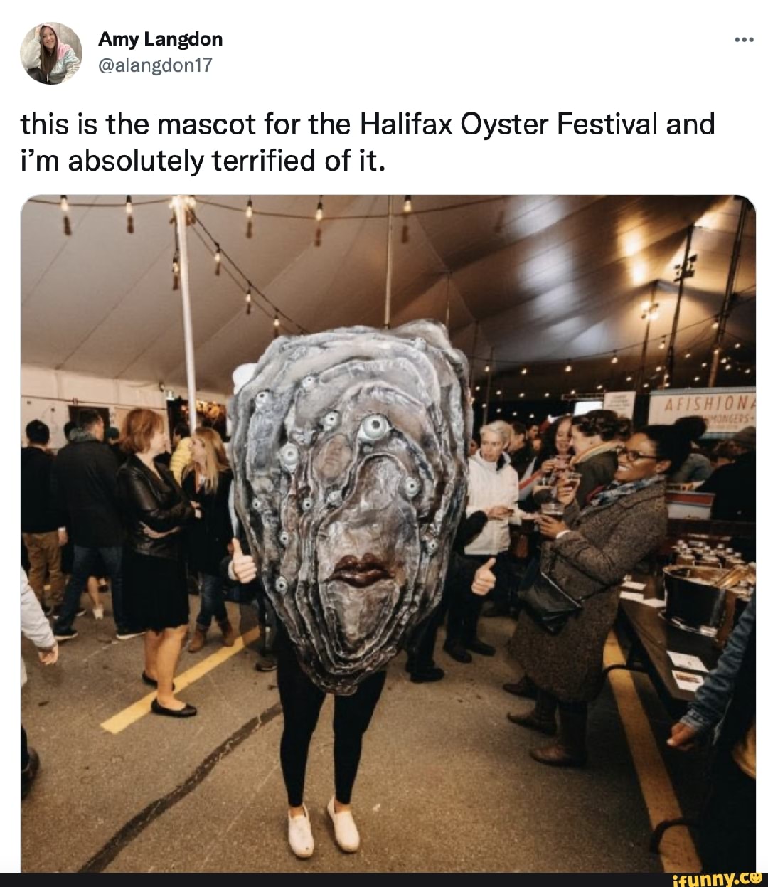 Amy Langdon @alangdoni7 this is the mascot for the Halifax Oyster ...