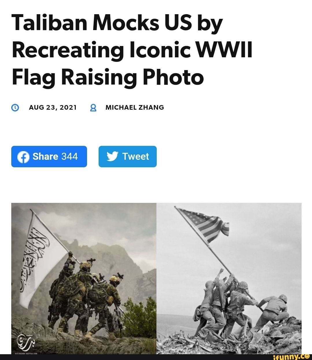 Taliban Mocks US by Recreating Iconic WWII Flag Raising Photo AUG 23 ...