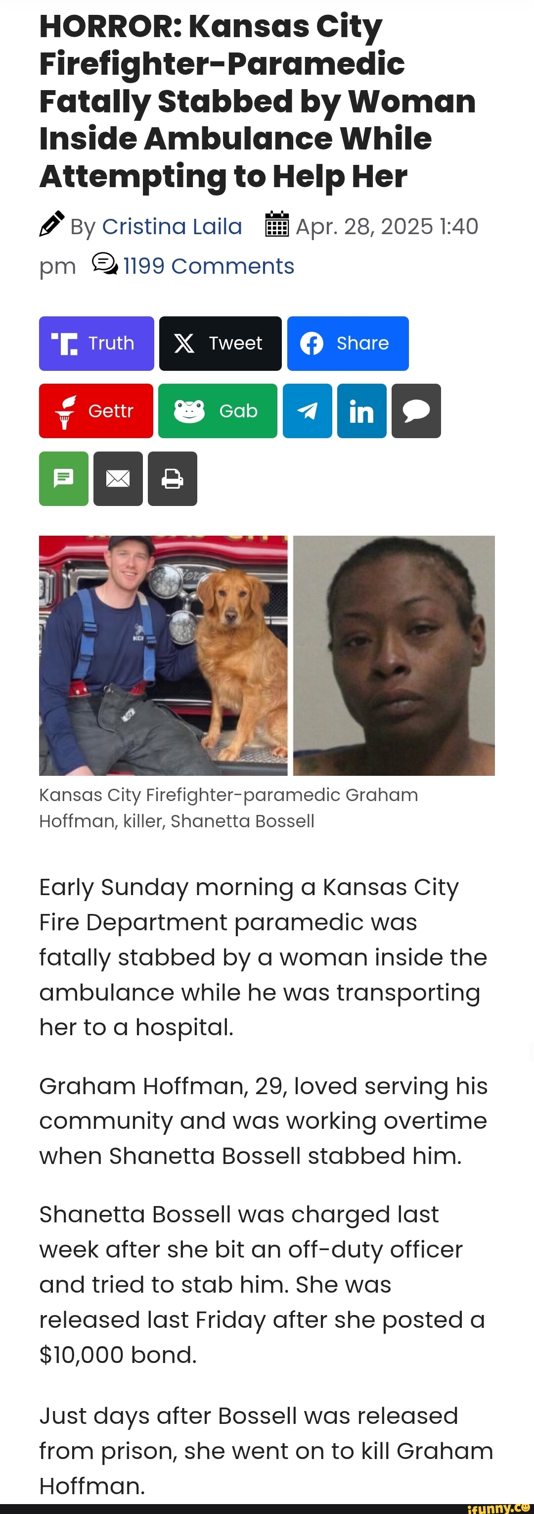 HORROR: Kansas City Firefighter-Paramedic Fatally Stabbed by Woman ...