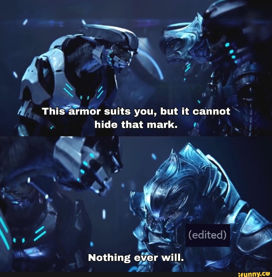 This armor suits you, but it cannot hide that mark. (edited) Nothing ...