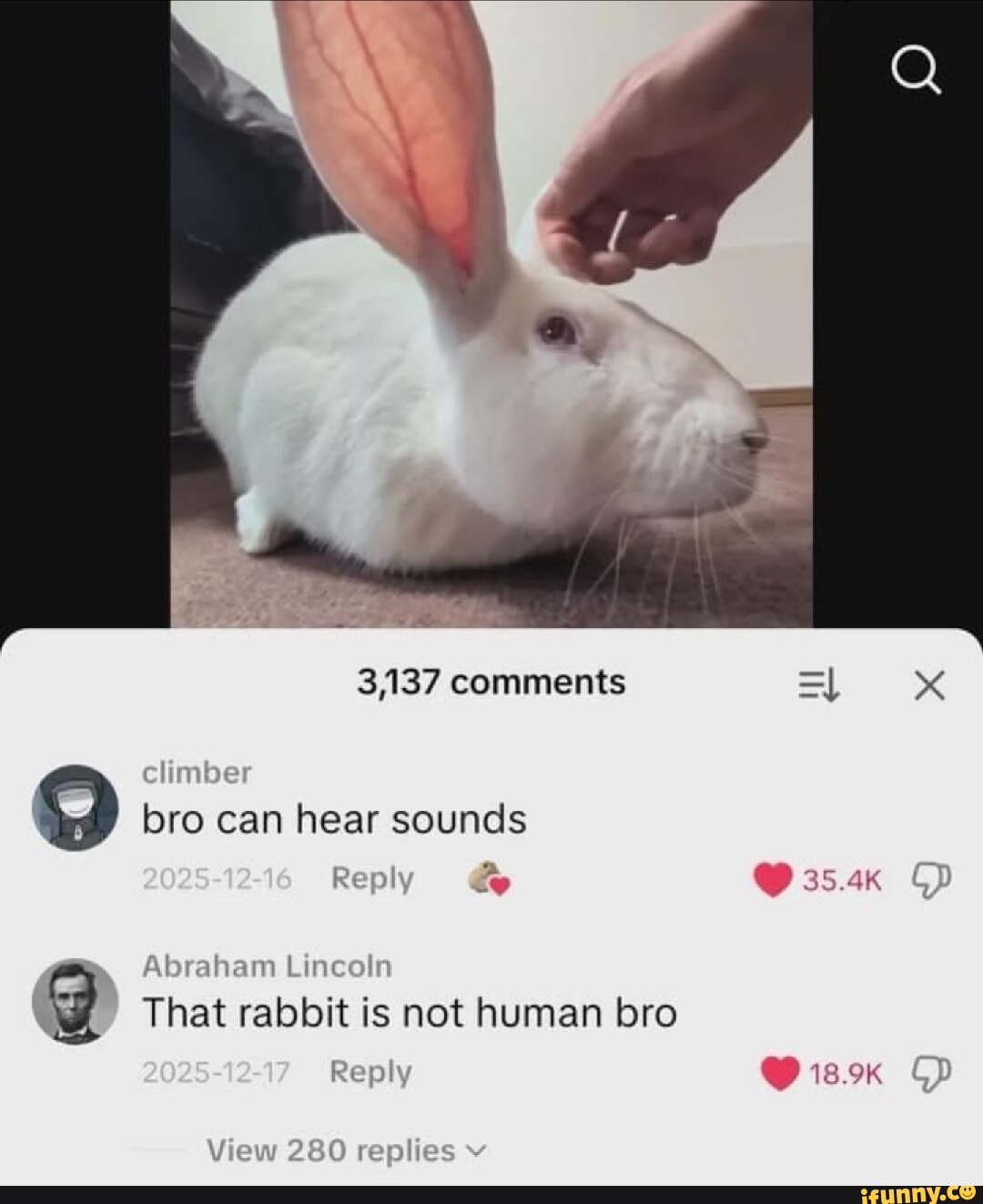 3,137 comments climoer bro can hear sounds Rep & )35.4K Abraham Lincoln ...