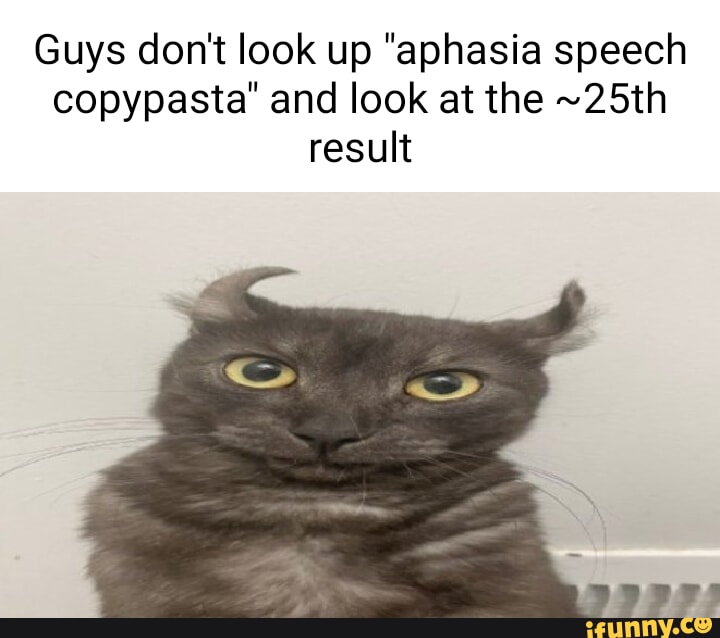 Guys don't look up "aphasia speech copypasta' and look at the ~25th ...