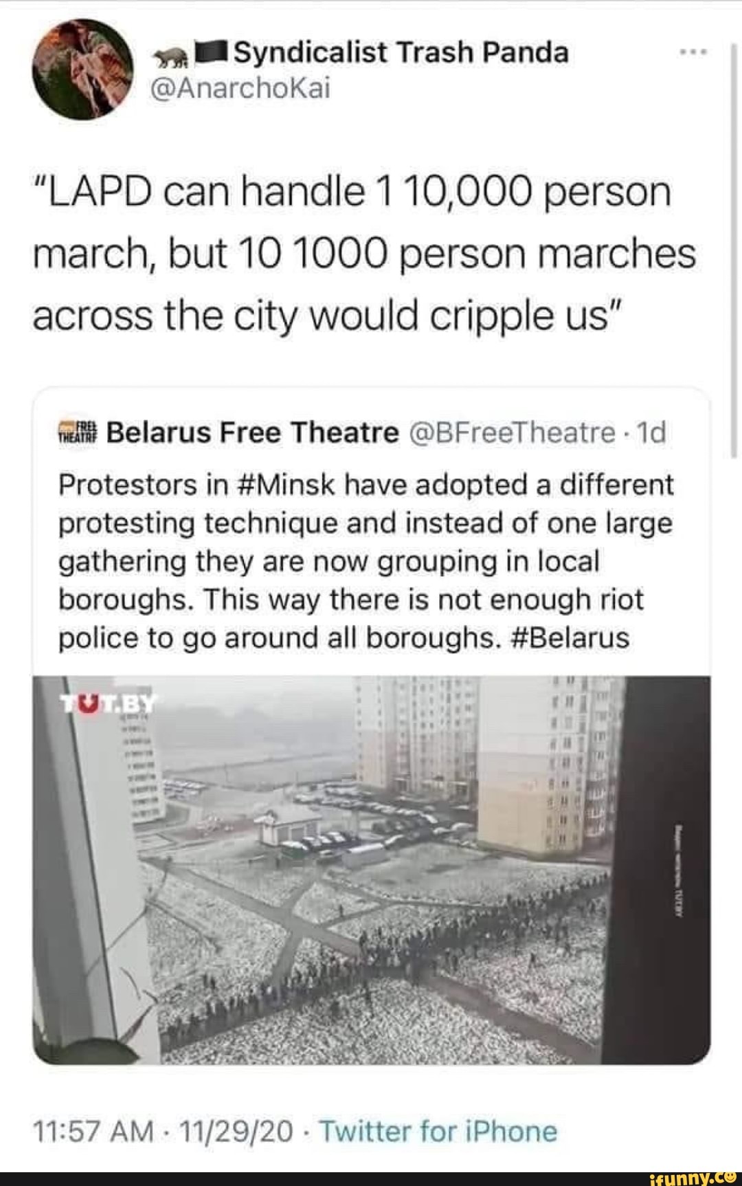 "LAPD can handle 110,000 person march, but 10 1000 person marches ...