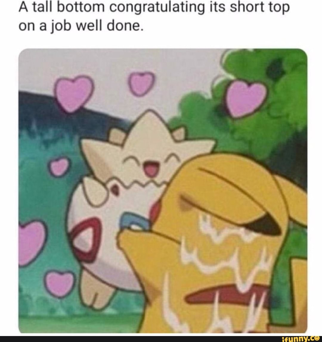 A tall bottom congratulating its short top on job well done. - iFunny
