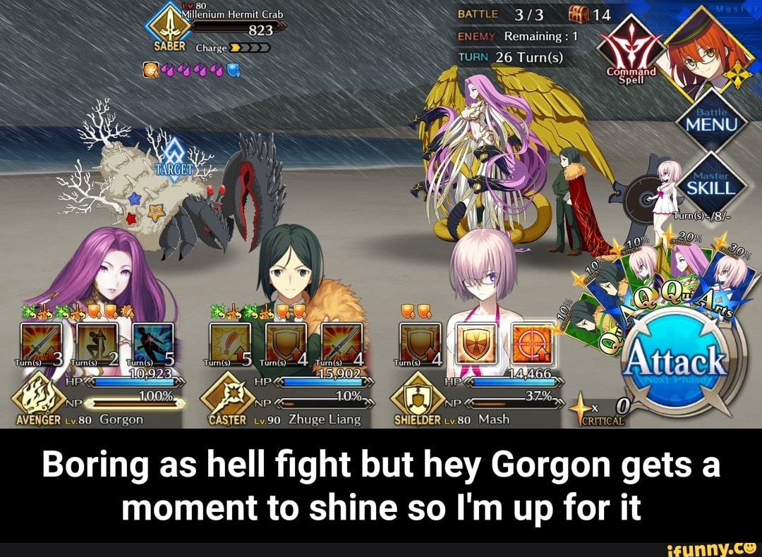 Boring as hell fight but hey Gorgon gets a moment to shine so I'm up ...