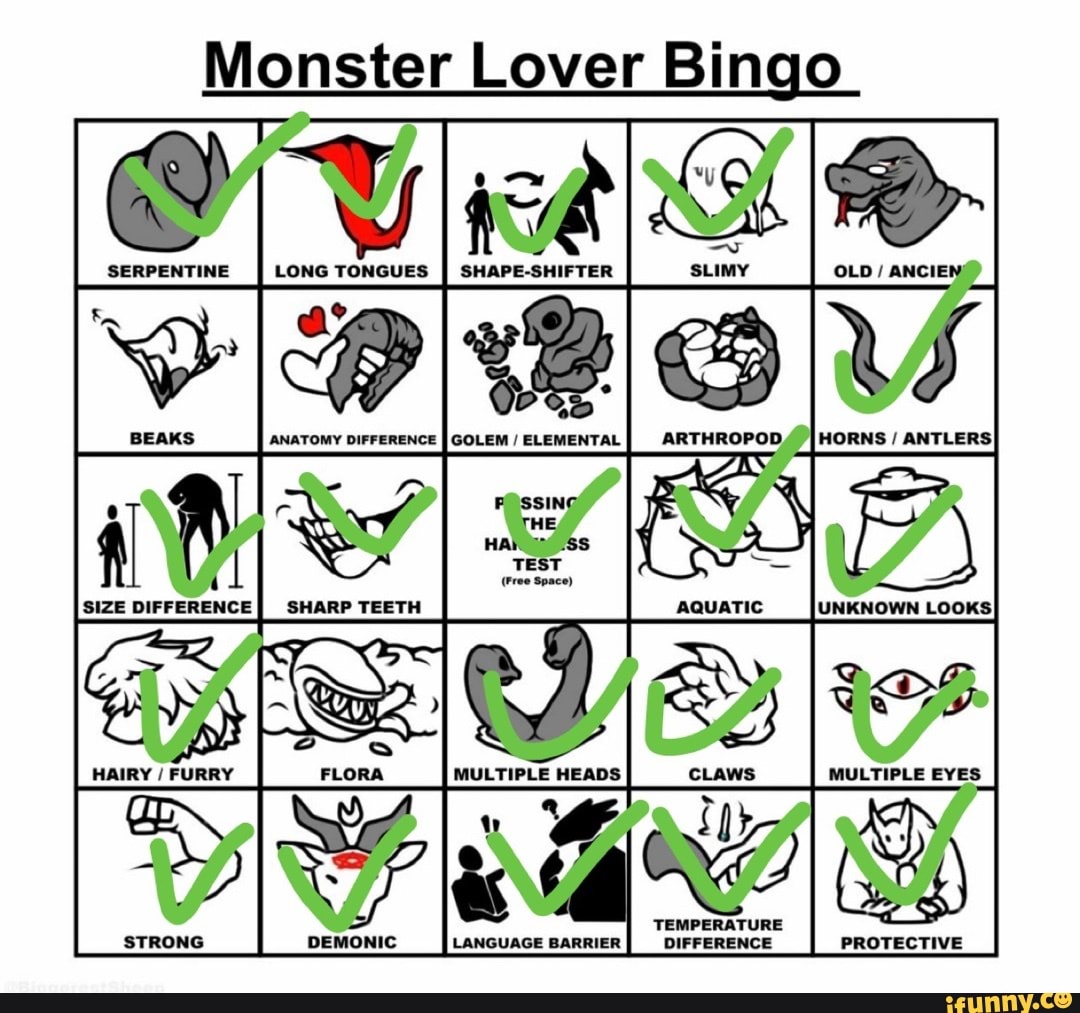 Monster Lover Bingo SERPENTING LONG TONGUES: II SHAPESHIFTER SIGN? EAS ...