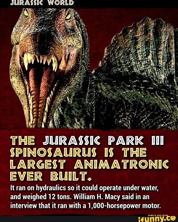 JURASSIC WORLD THE JURASSIC PARK SPINOSAURUS IS THE LARGEST ANIMATRONIC ...