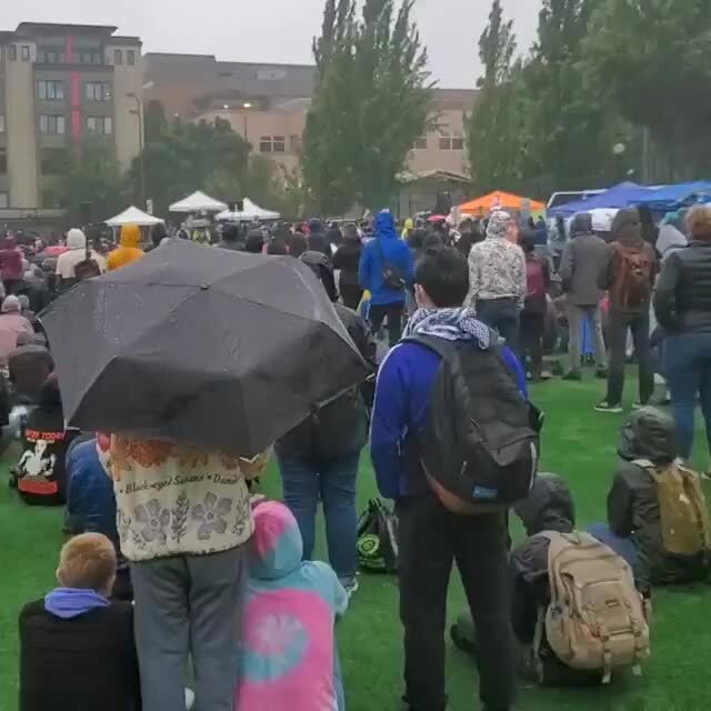 Protesters inside the CHAZ of Seattle, Washington - )
