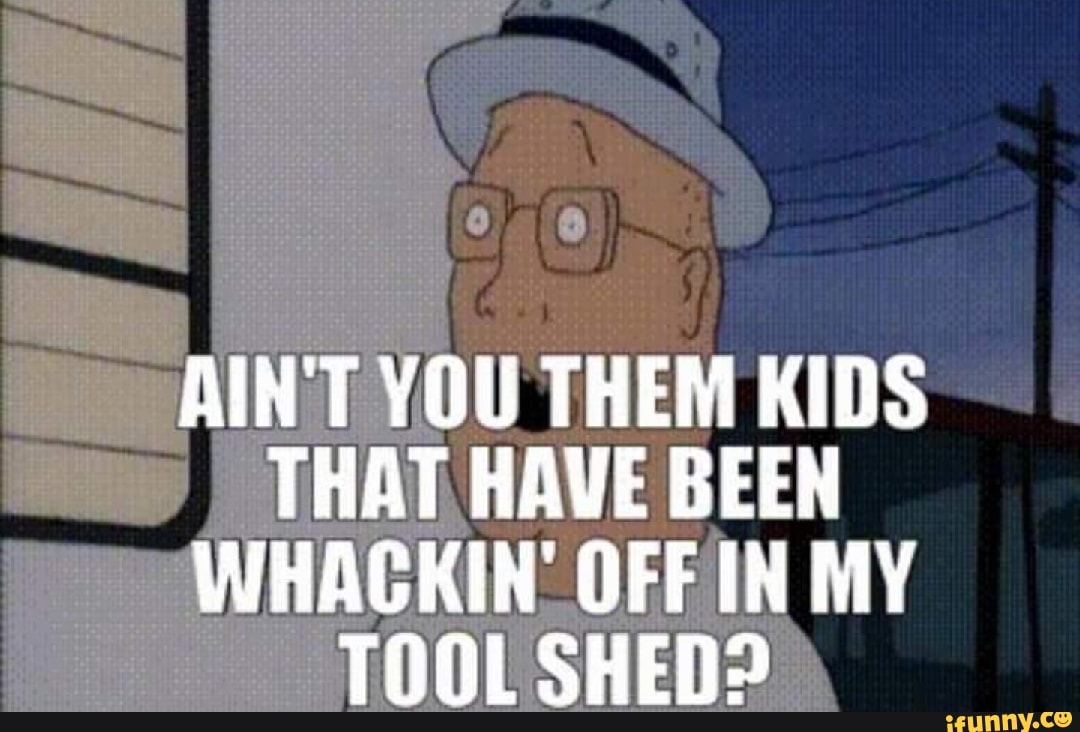 AIN'T YOU THEM KIDS THAT HAVE BEEN WHACKIN' OFF IN MY TOOL SHED? - iFunny