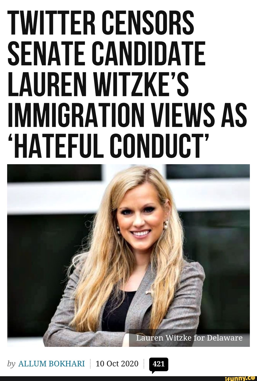 TWITTER CENSORS SENATE CANDIDATE LAUREN WITZKE'S IMMIGRATION VIEWS AS ...