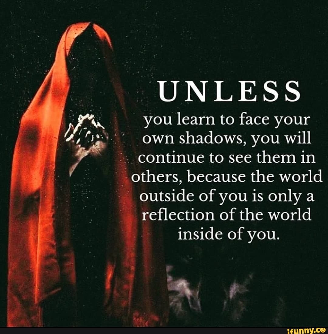 UNLESS you learn to face your own shadows, you will continue to see ...