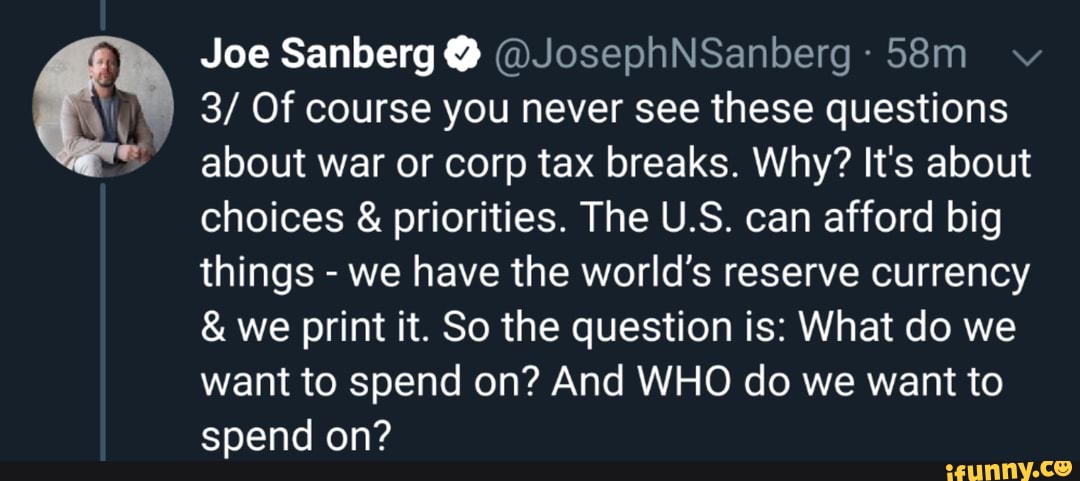 Our government should work for us - Joe Sanberg @ 3/ Of course you ...