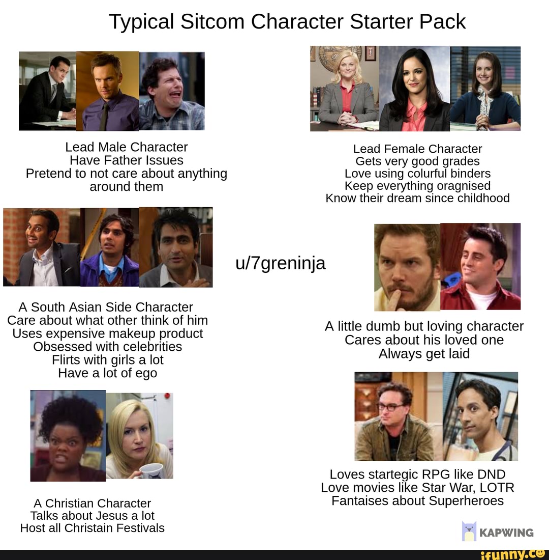 Typical Sitcom Character Starter Pack Lead Male Character Lead Female ...
