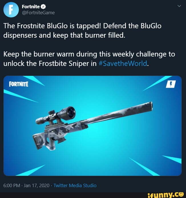 Fortnite Y The Frostnite BluGlo is tapped! Defend the BluGlo dispensers ...