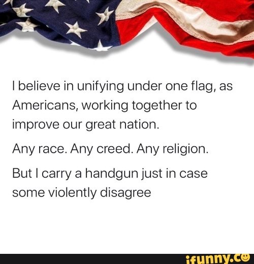 I believe in unifying under one flag, as Americans, working together to ...