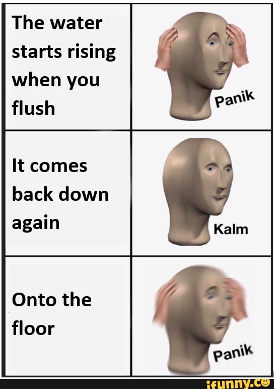 The water starts rising when you flush Panik It comes back down again ...