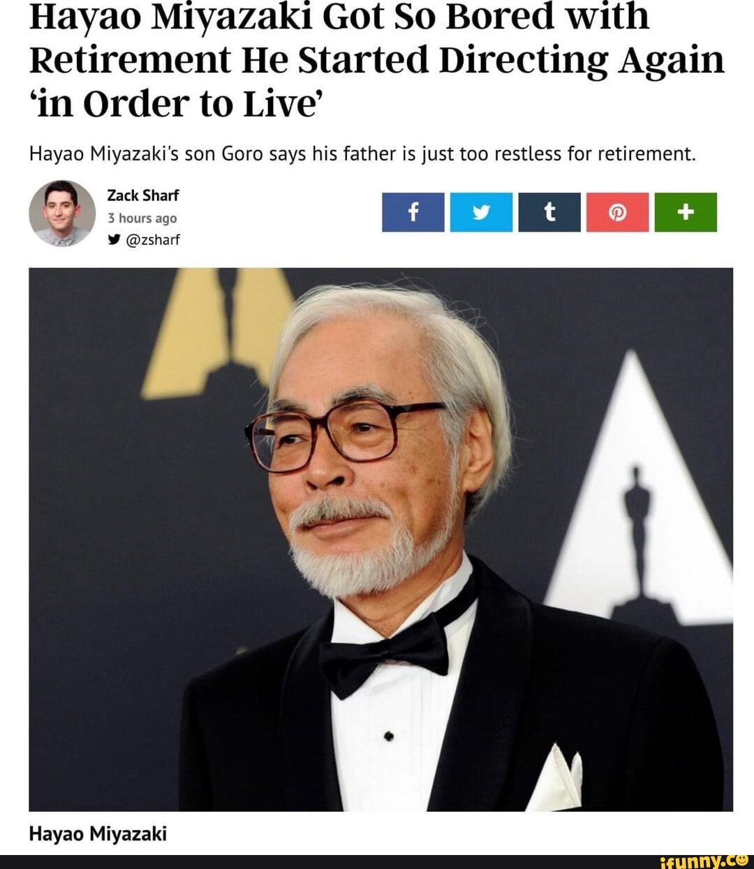 Hayao Miyazaki Got So Bored with Retirement He Started Directing Again ...
