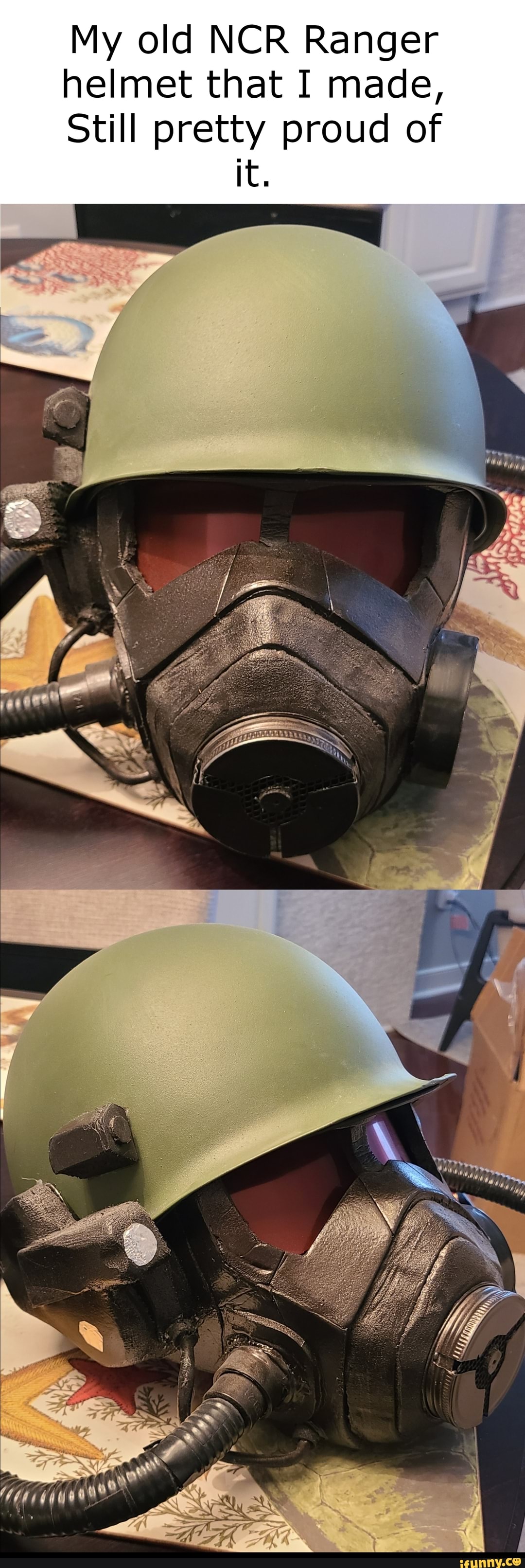 My old NCR Ranger helmet that I made, Still pretty proud of it. - iFunny