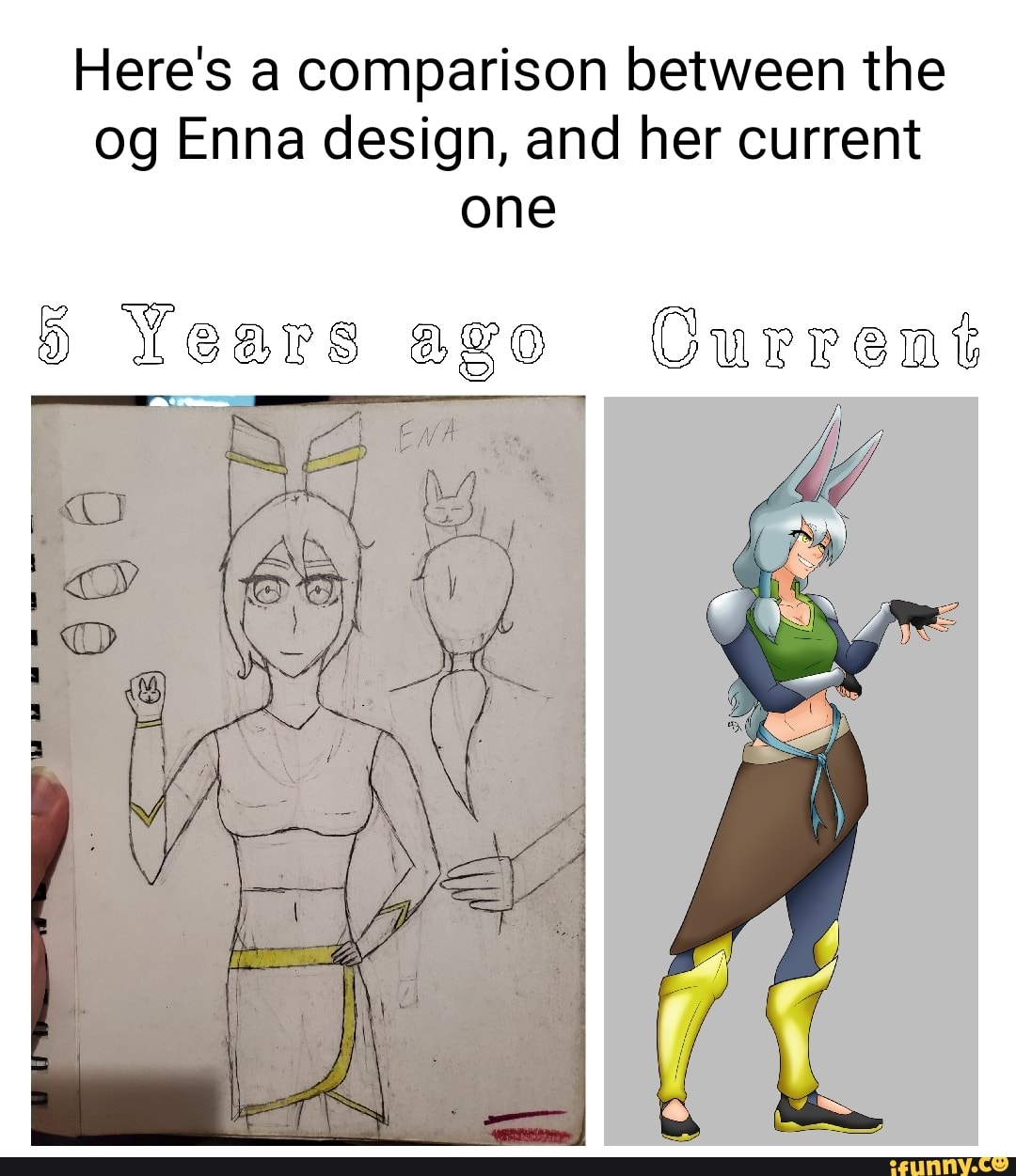 Here's a comparison between the og Enna design, and her current one ...