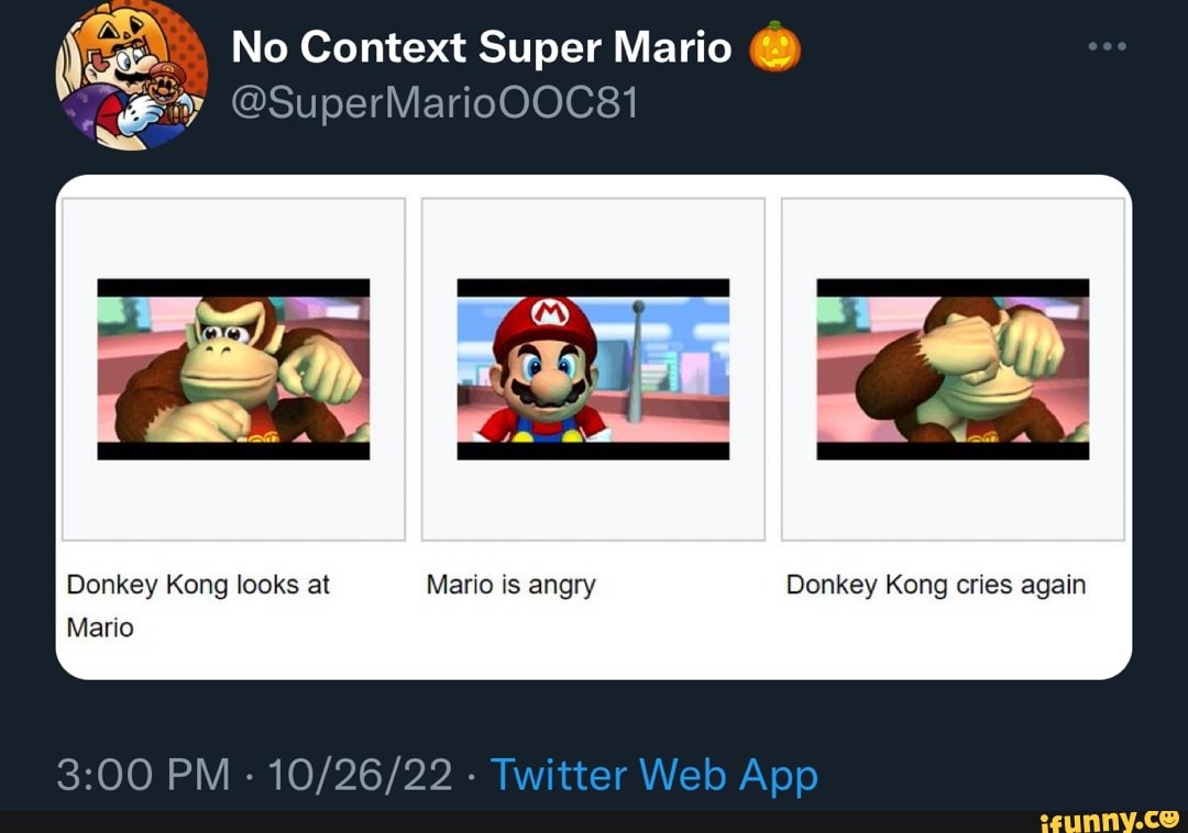 No Context Super Mario @SuperMario00C81 Donkey Kong looks at Mario is ...