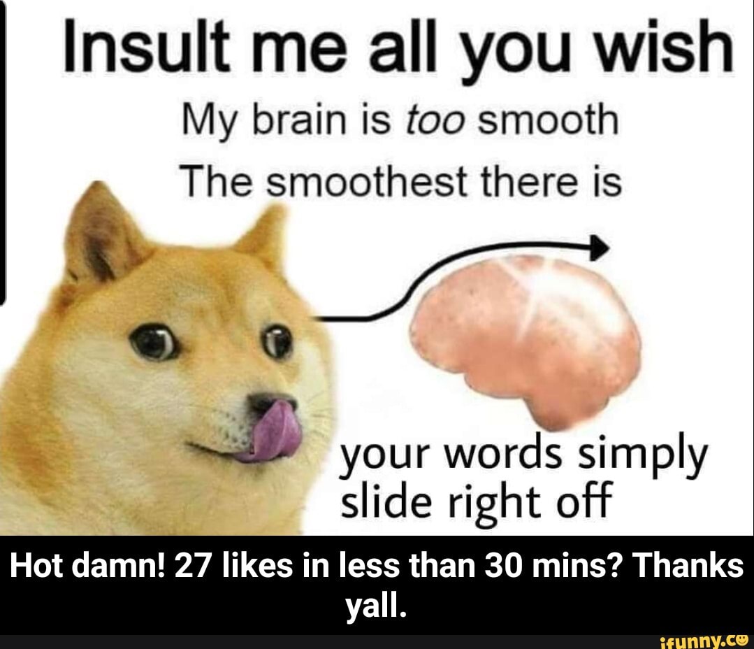 Insult me all you wish My brain is too smooth The smoothest there is Ne your words simply slide ...
