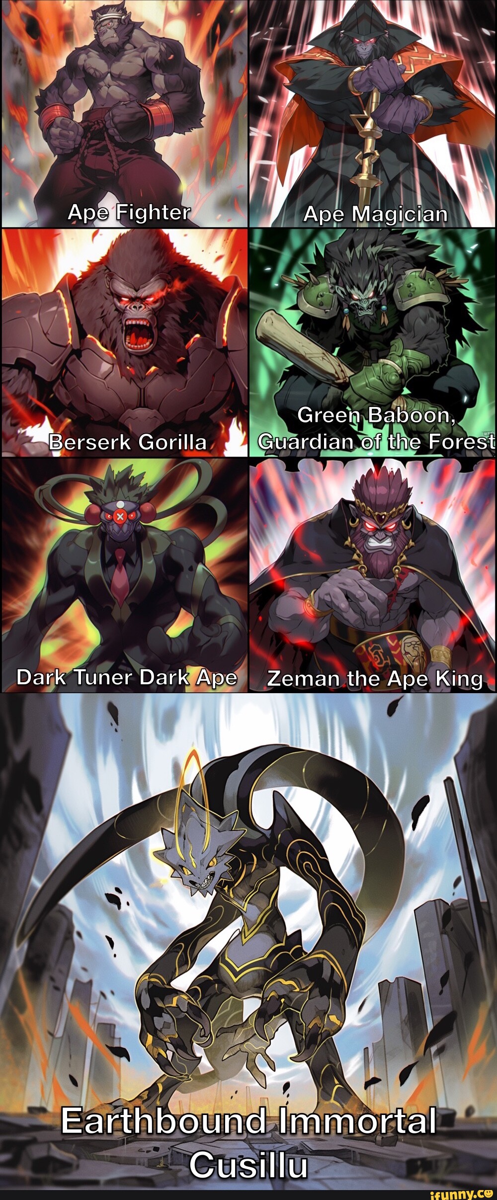 4 Ape. Fighter Ape Magician Green Baboon, the serk Gorilla Guardian of ...