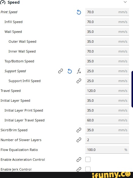 (4) Speed Print Speed Infill Speed Wall Speed Outer Wall Speed Inner ...