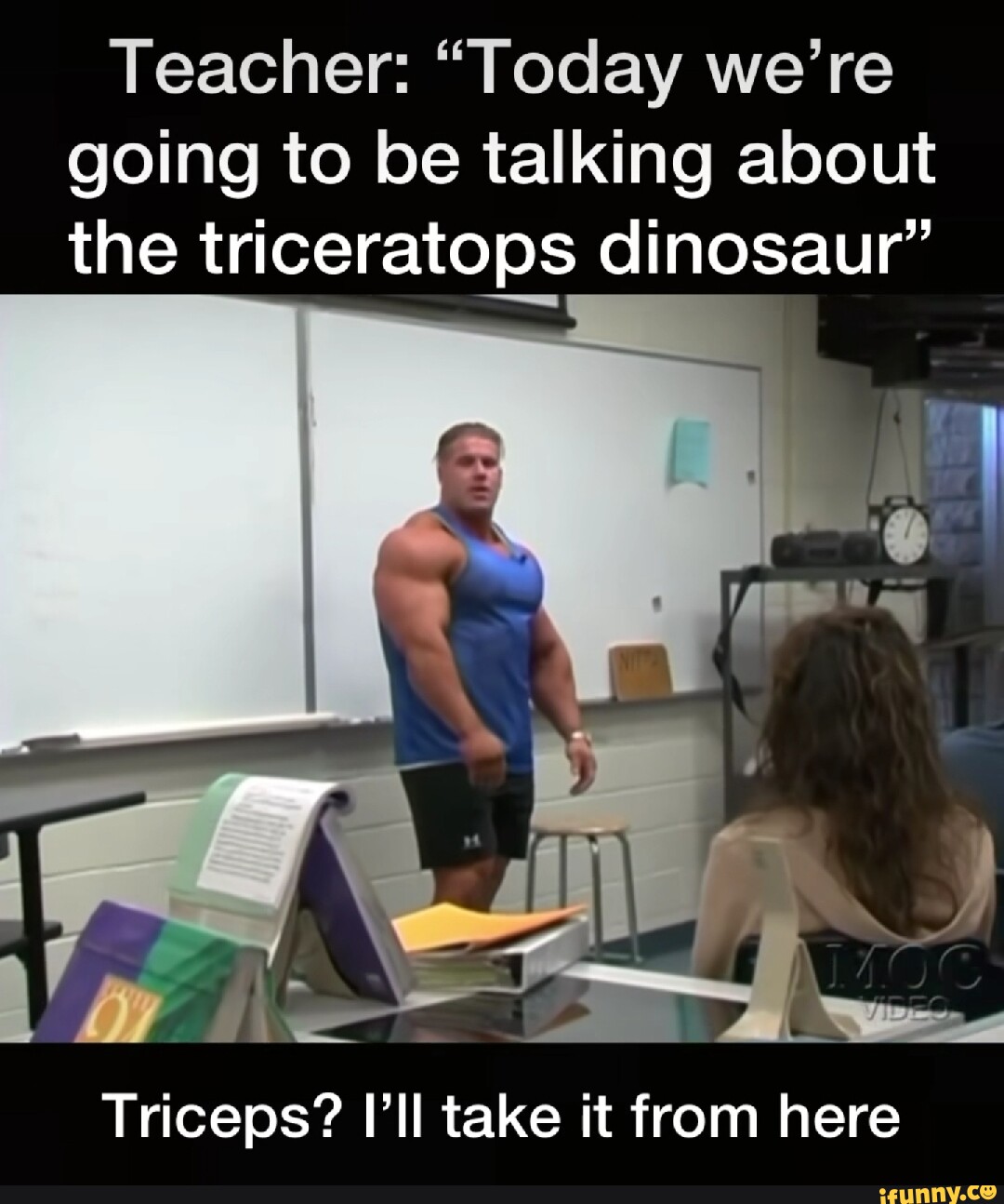 Teacher: "Today we're going to be talking about the triceratops ...