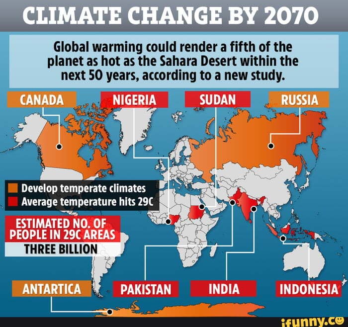 CLIMATE CHANGE BY 2070 Global warming could render a fifth of the ...