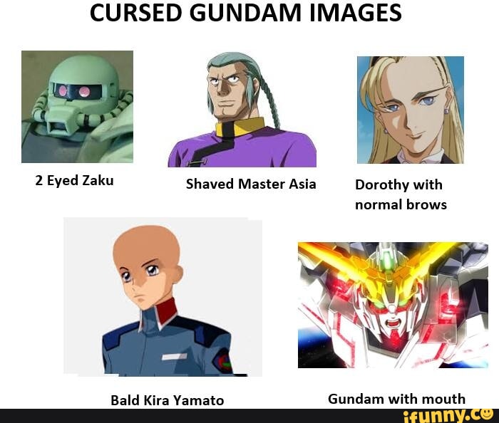 CURSED GUNDAM IMAGES 2 Eyed Zaku Shaved Master Asia Dorothy with normal ...
