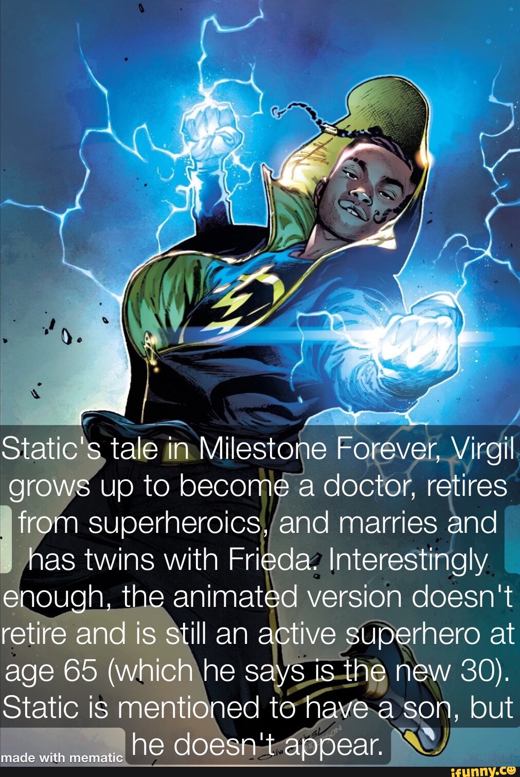 Static's tale in Milestone Forever, Virgil grows up to become a doctor ...